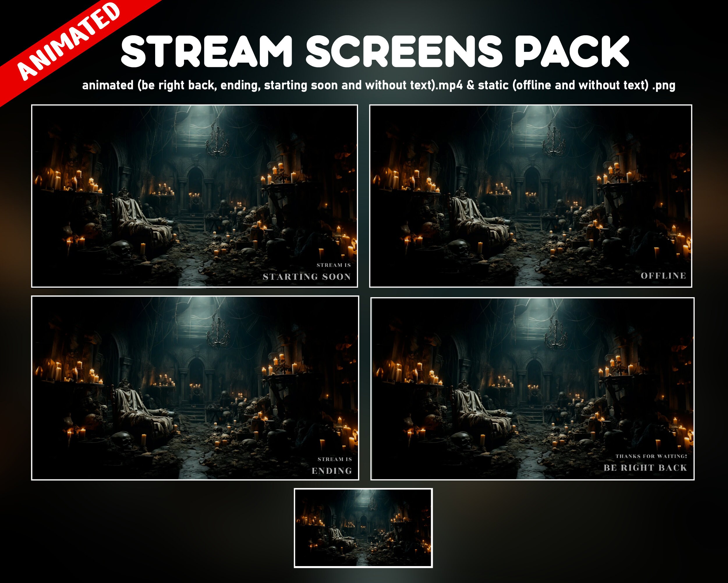 Goth Twitch Overlay Animated Pack - Horror Dark Background Stream ...