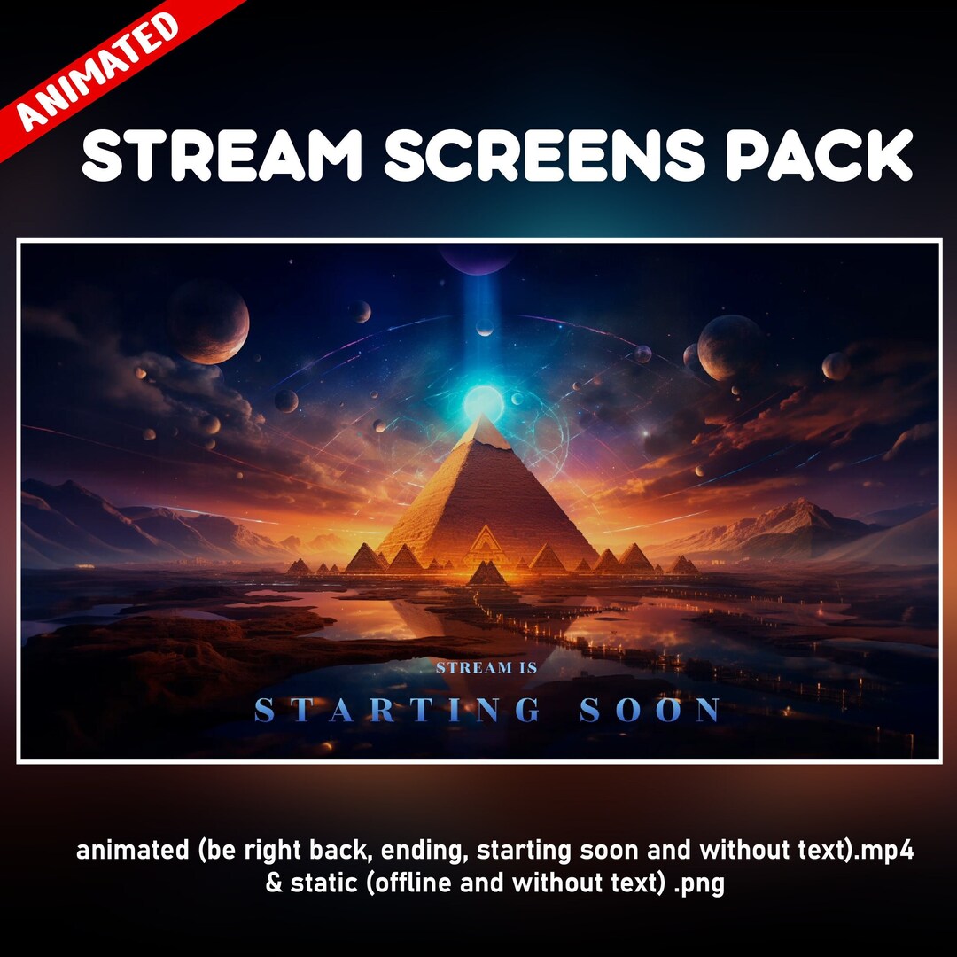 Egypt Twitch Overlay Animated Pack - Pyramid Night Landscape Space Screens for Stream - Starting ...