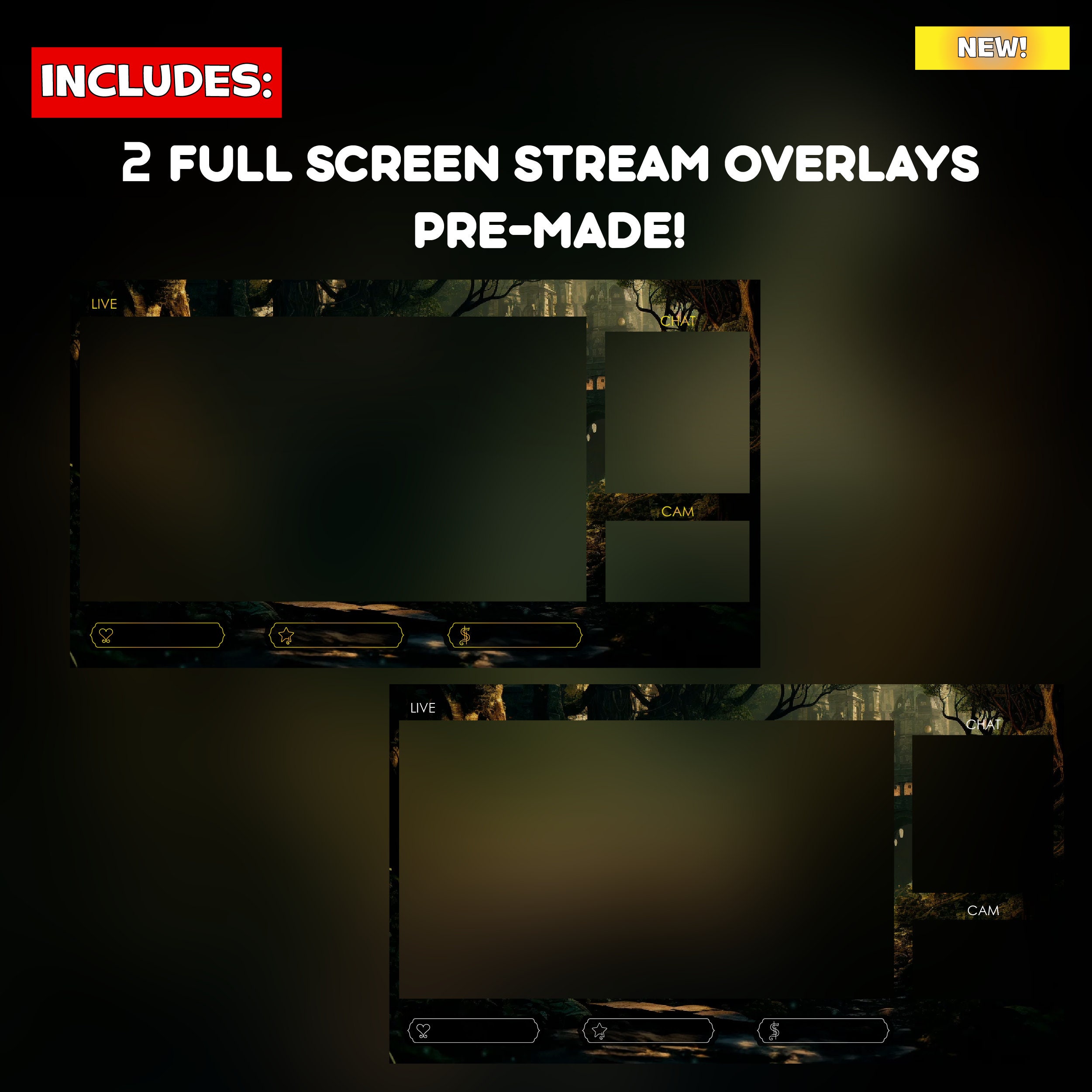 Forest Twitch Overlay Animated Pack - Plants Forest Elfic Nature ...