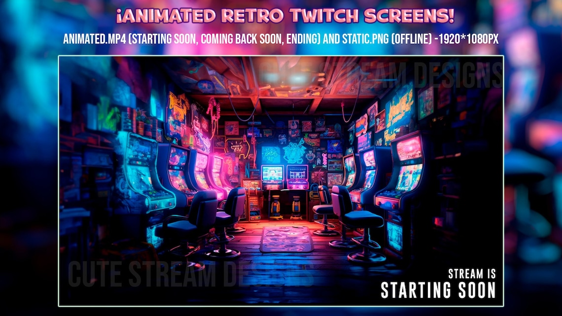 Retro Twitch Overlay Animated - Inspired 80s Videogame Screens ...