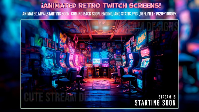 Retro Twitch Overlay Animated - Inspired 80s Videogame Screens ...