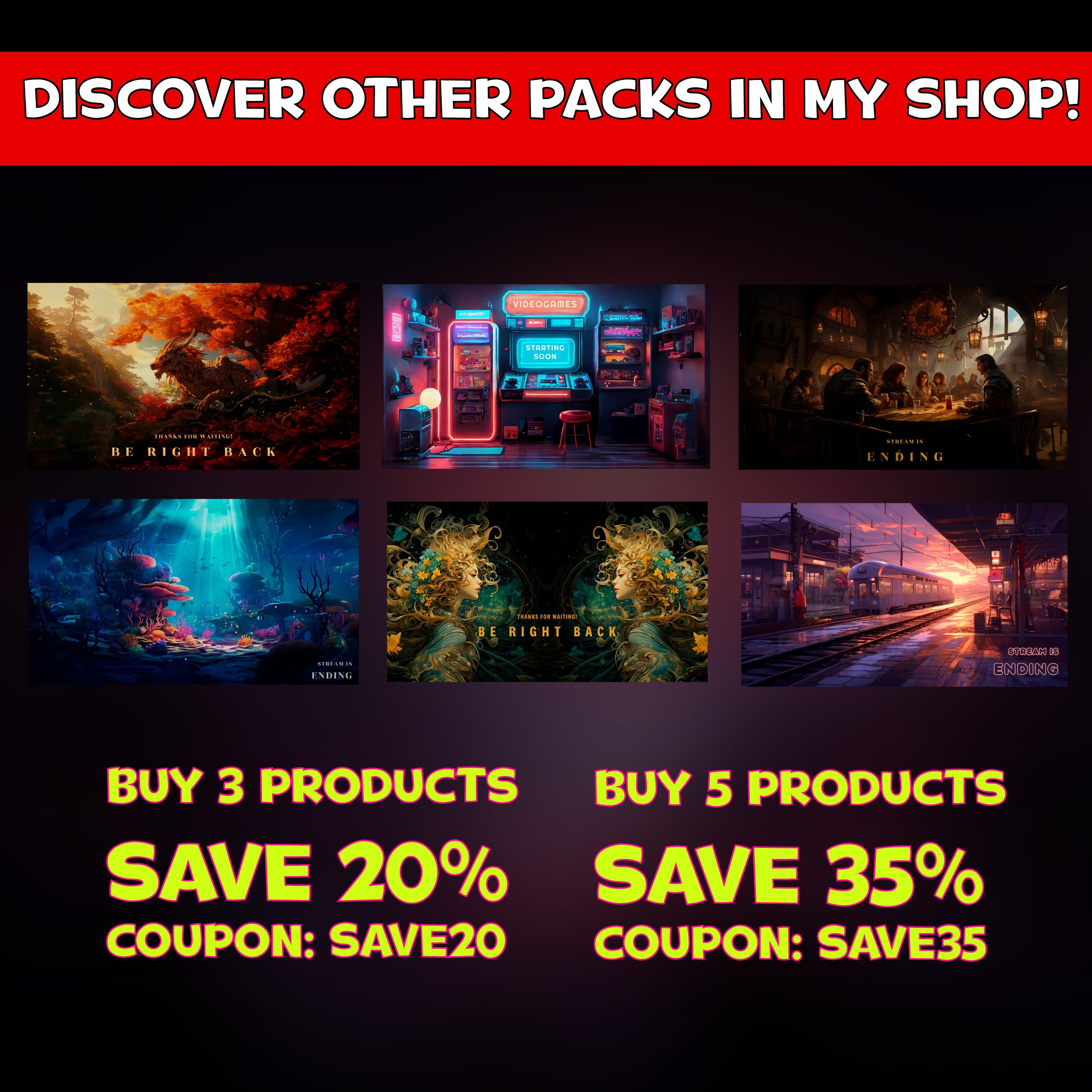 Minecraft Inspired Twitch Overlay Animated Pack Blocks Screens Pack ...