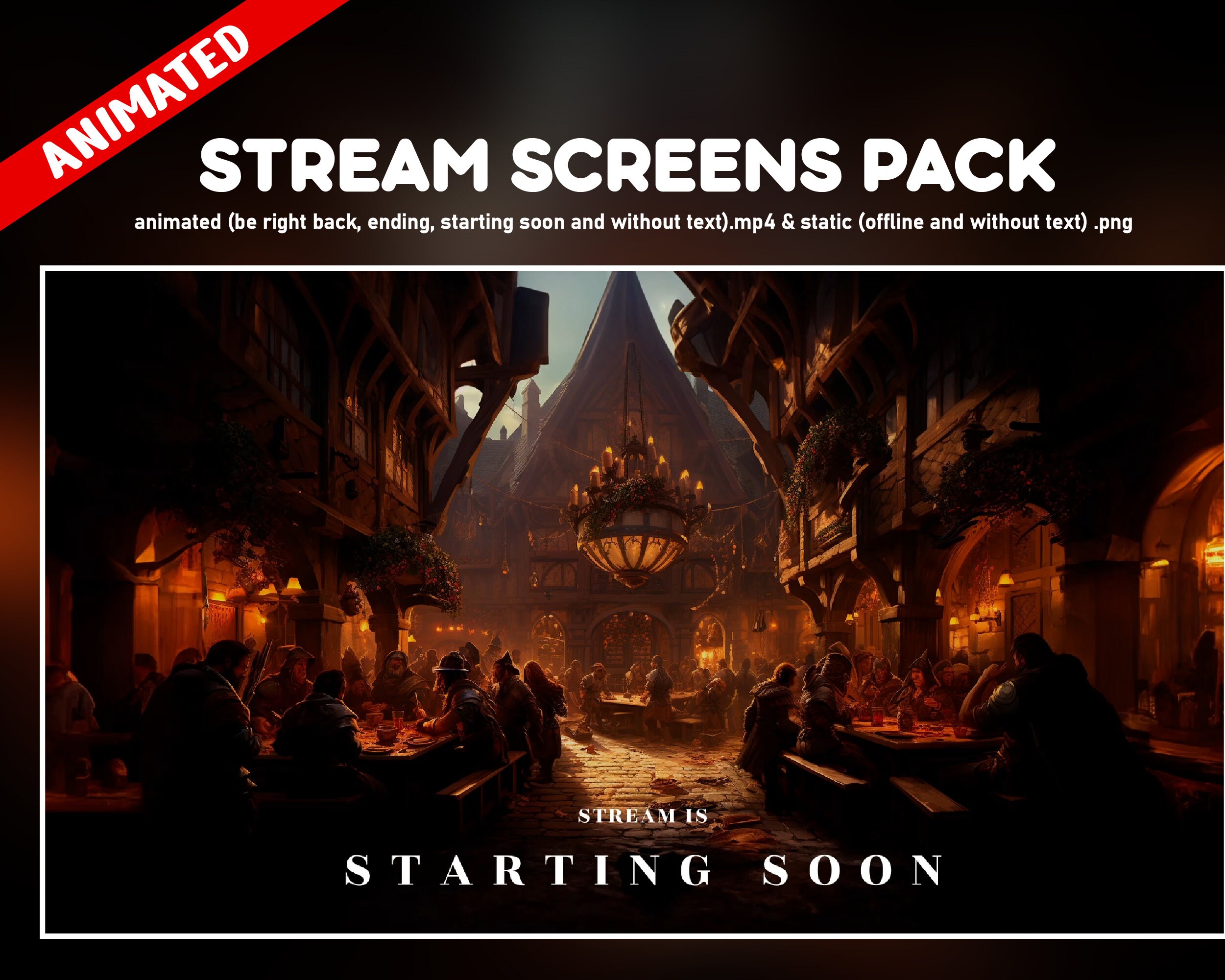 Medieval Tavern Twitch Overlay Animated Pack - Cozy Screens D&d Cute ...