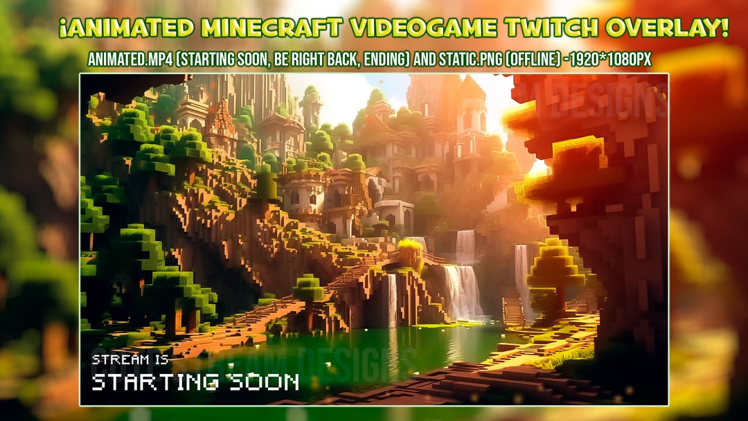 Minecraft Twitch Overlay Animated Package - Screens Pack Stream Twitch ...