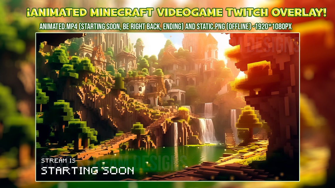 Minecraft Twitch Overlay Animated Package Screens Pack Stream Twitch ...