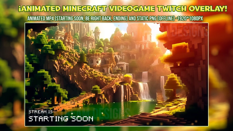 Minecraft Twitch Overlay Animated Package Screens Pack Stream Twitch ...