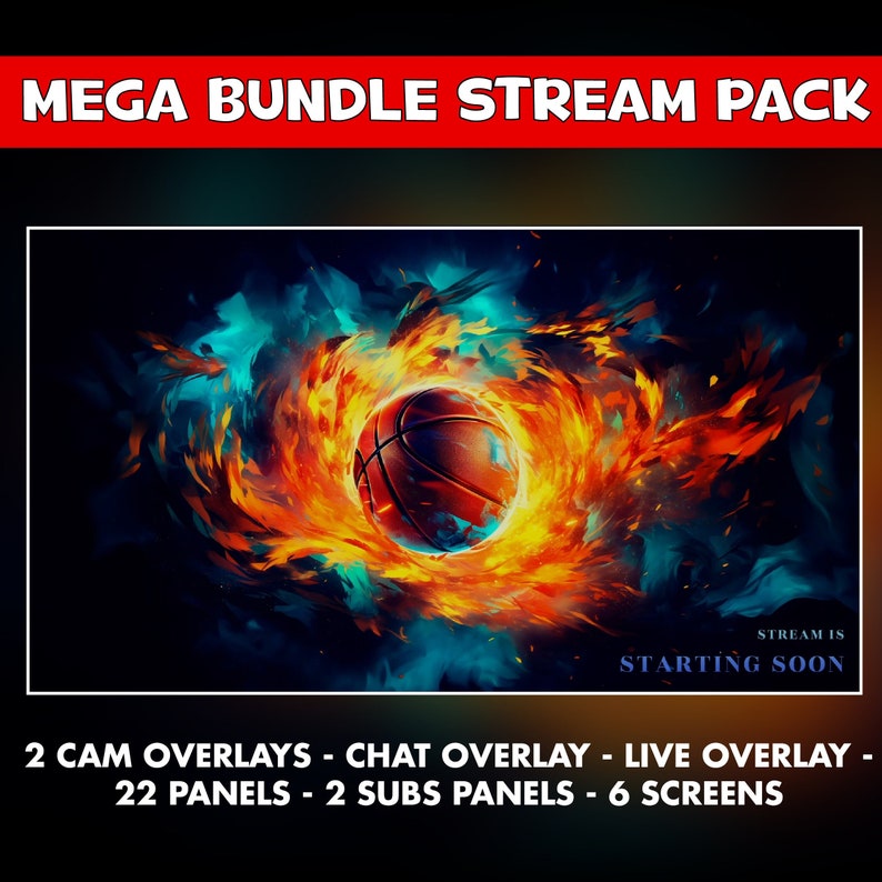 Basket Ball Twitch Overlay Animated Pack - Stream Screens Bundle Sports ...