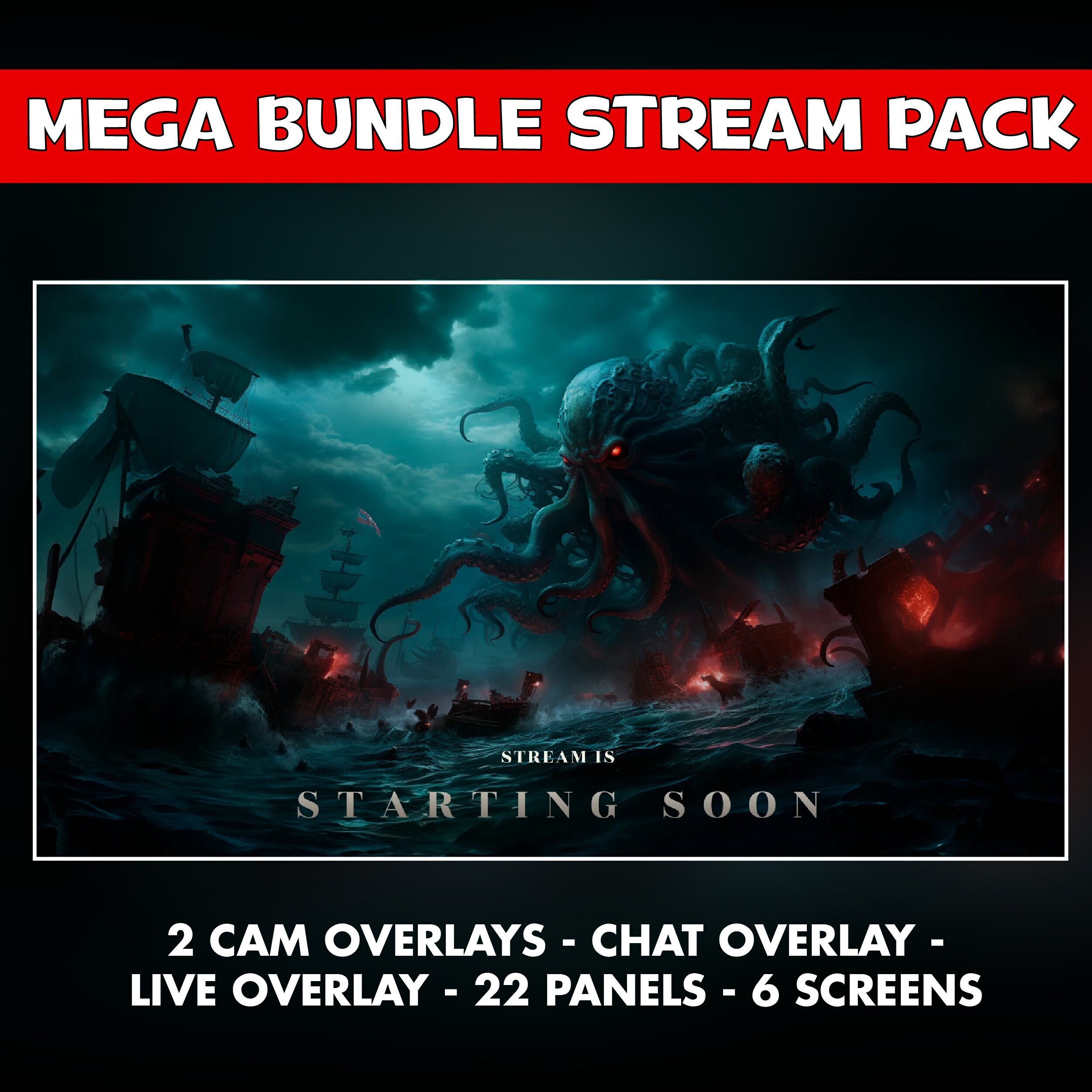 Cthulhu Twitch Overlay Animated Package Cthulhu Background Stream ...