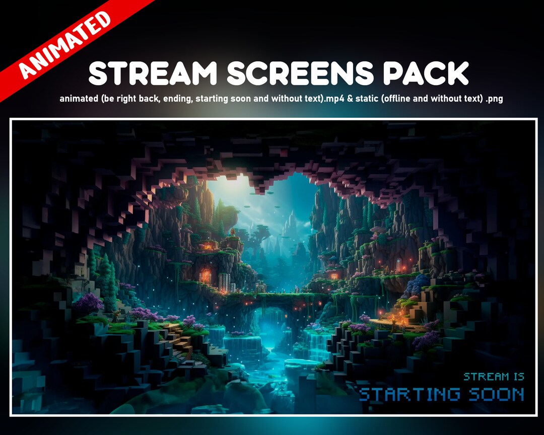 Minecraft Inspired Twitch Overlay Animated - Blocks Screens Pack ...