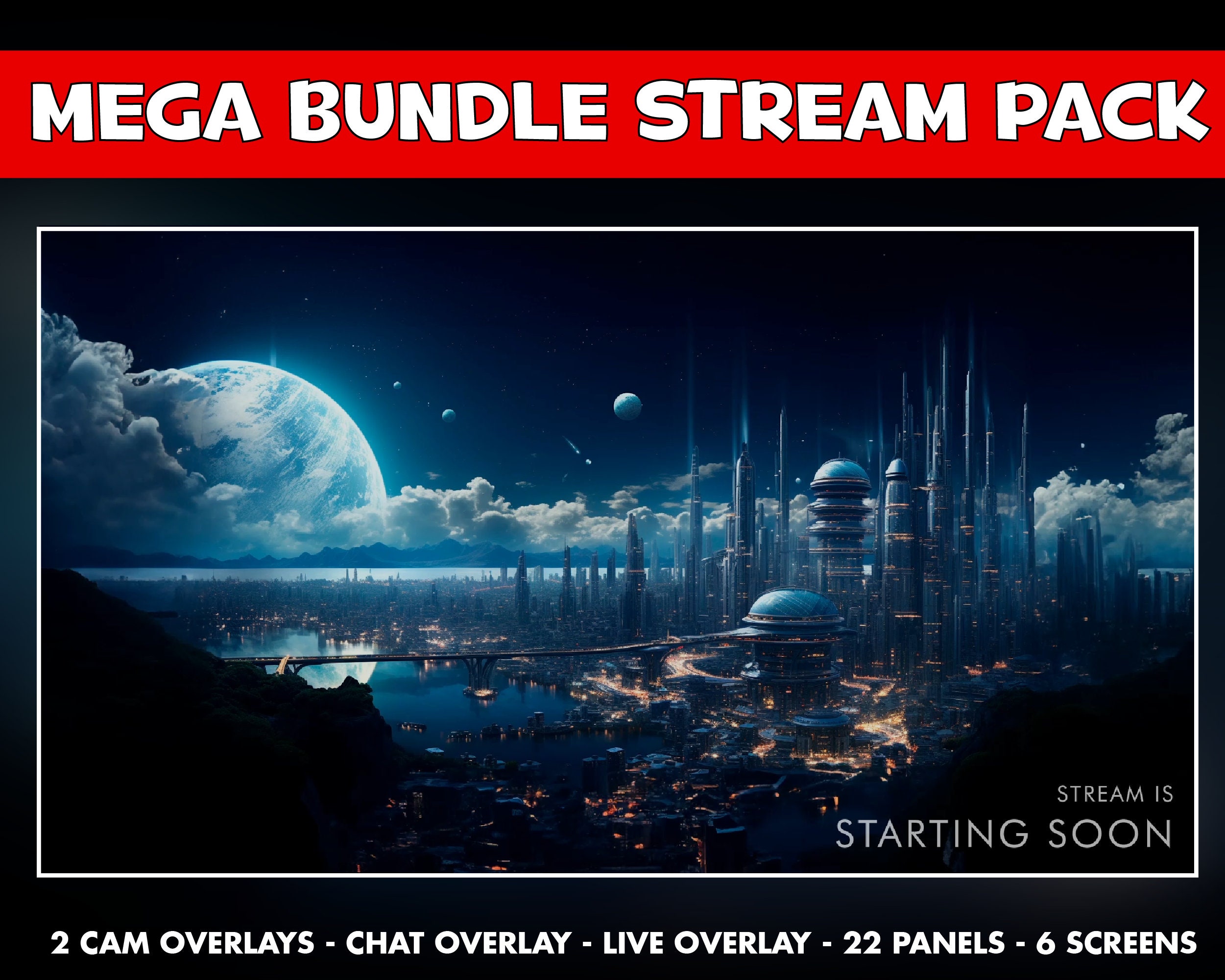 Futurist City Twitch Overlay Animated Package Sci-fi Screens Retro ...