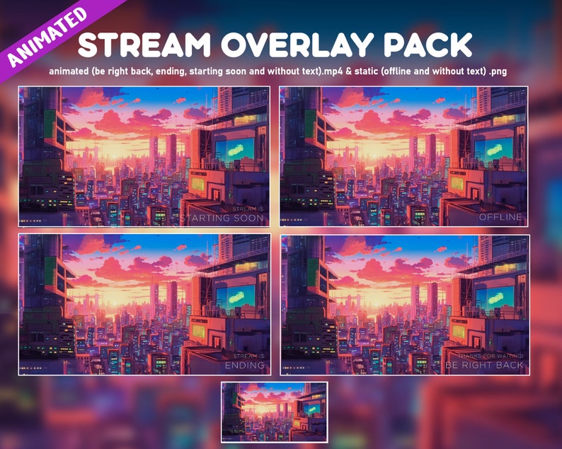 Asian City Overlay Animated Twitch and Kick - Japan Skyline Sunset ...