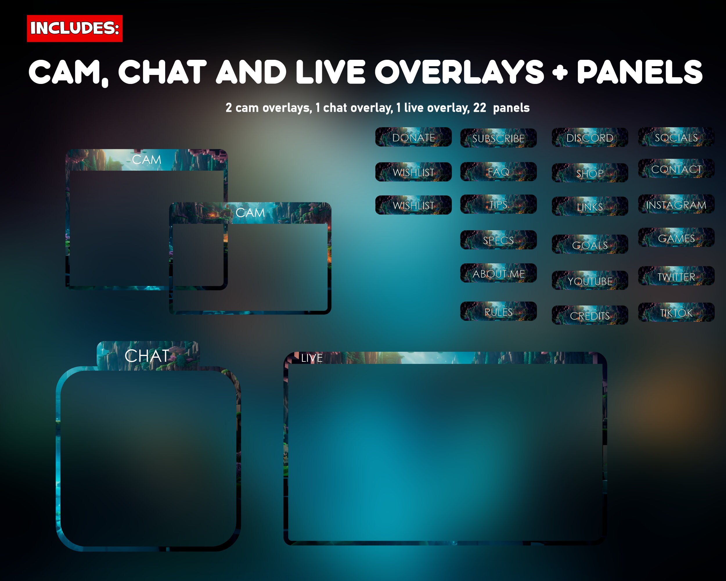 Minecraft Twitch Overlay Animated Pack - Minecraft Landscape Cute ...