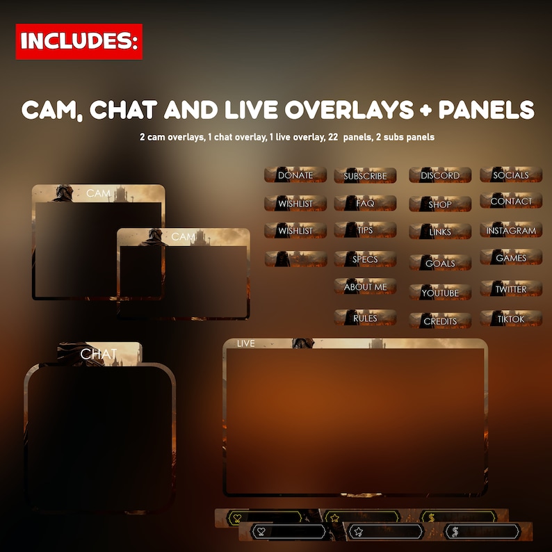 War Medieval Twitch Overlay Animated Pack - Medieval Soldier War Cozy ...