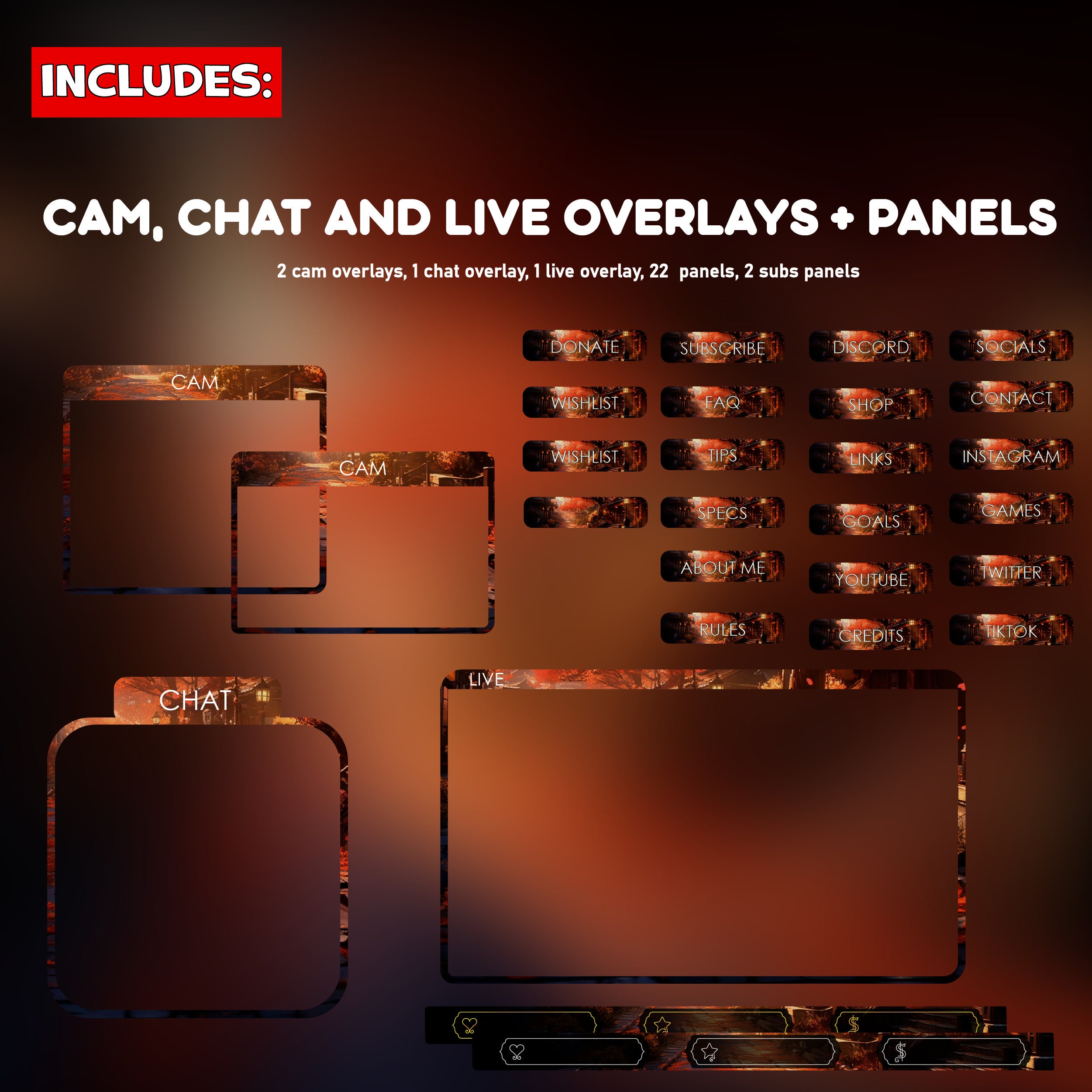 Asian Medieval City Twitch Overlay Animated Pack - Japanese Cozy Stream ...