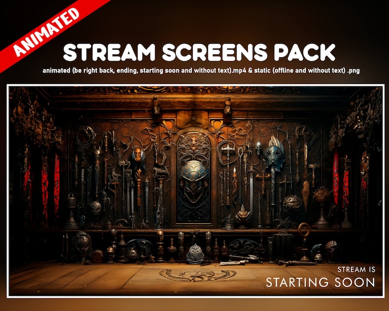 Weapon Twitch Overlay Animated Pack - War Sword Dagger Screens Aze ...