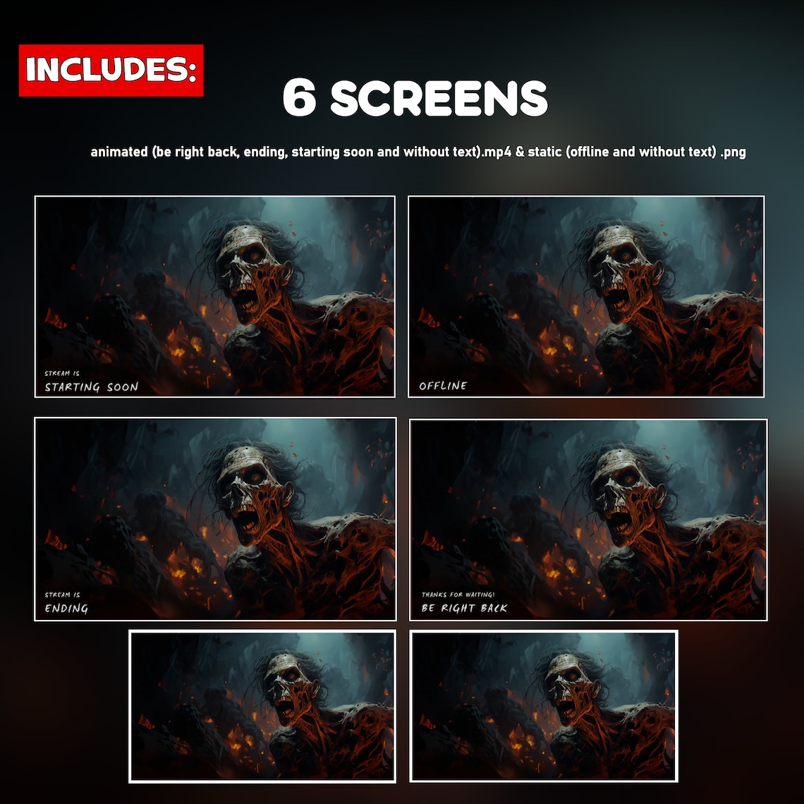 Zombie Dark Twitch Overlay Animated Package - Terror Zombie Gothic ...