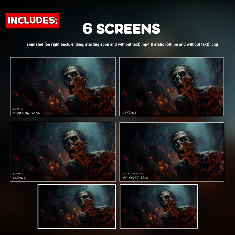 Zombie Dark Twitch Overlay Animated Package - Terror Zombie Gothic ...