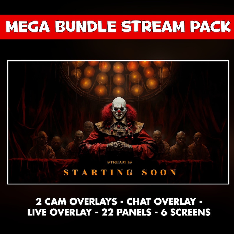 Horror Clown Twitch Overlay Animated - Terror Circus Gothic Spooky ...