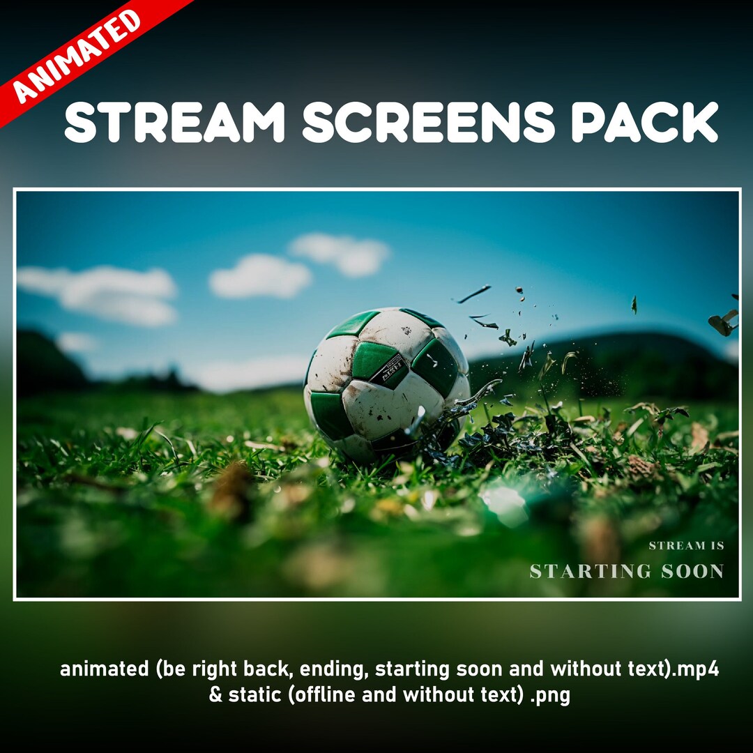 Futbol Ball Twitch Overlay Animated Pack - Stream Screens Bundle Futbol ...