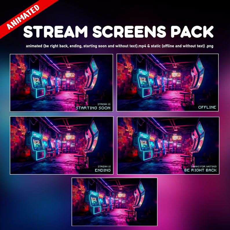 Retro Twitch Overlay Animated Package - Inspired 80s Videogames Arcade ...