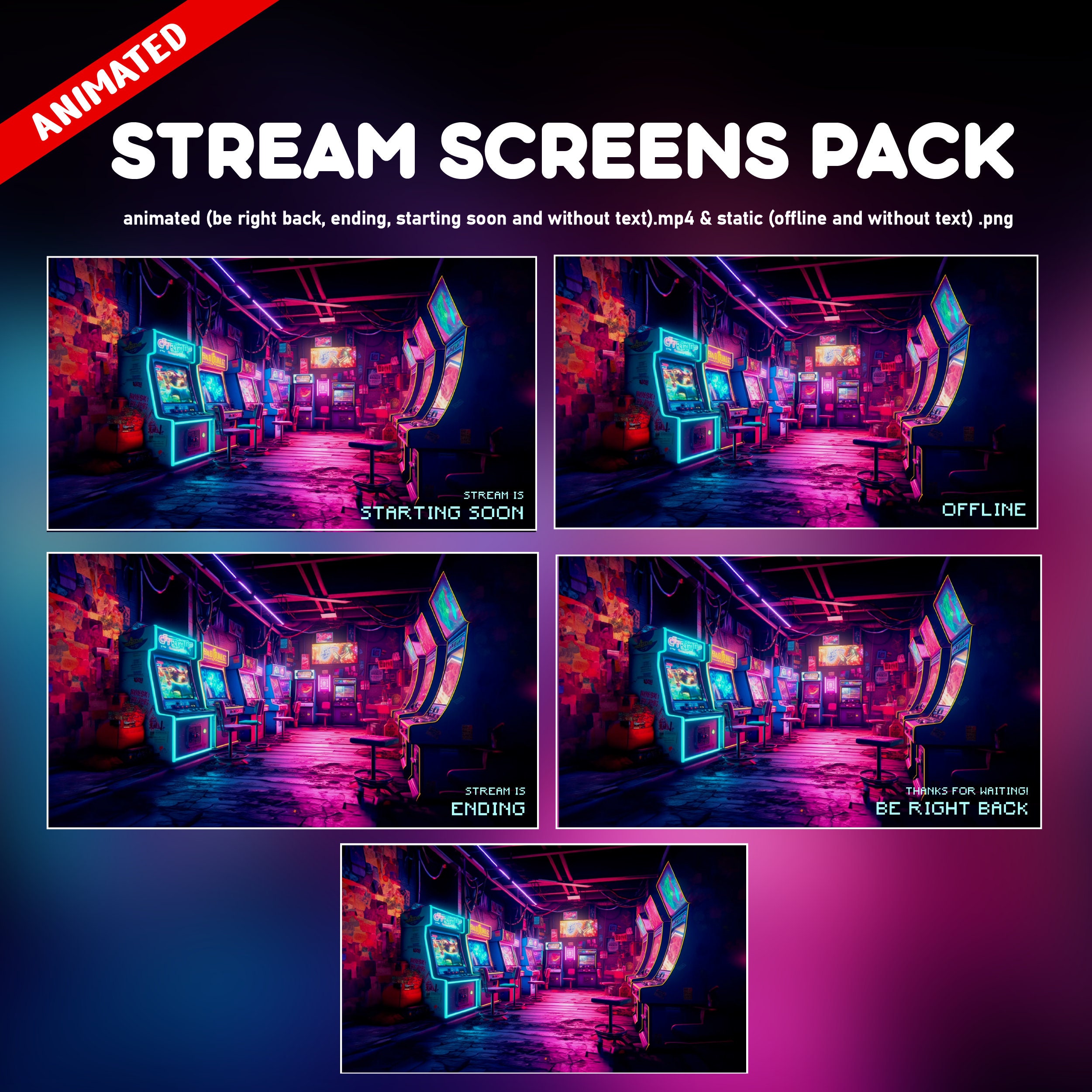 Retro Twitch Overlay Animated Package - Inspired 80s Videogames Arcade ...