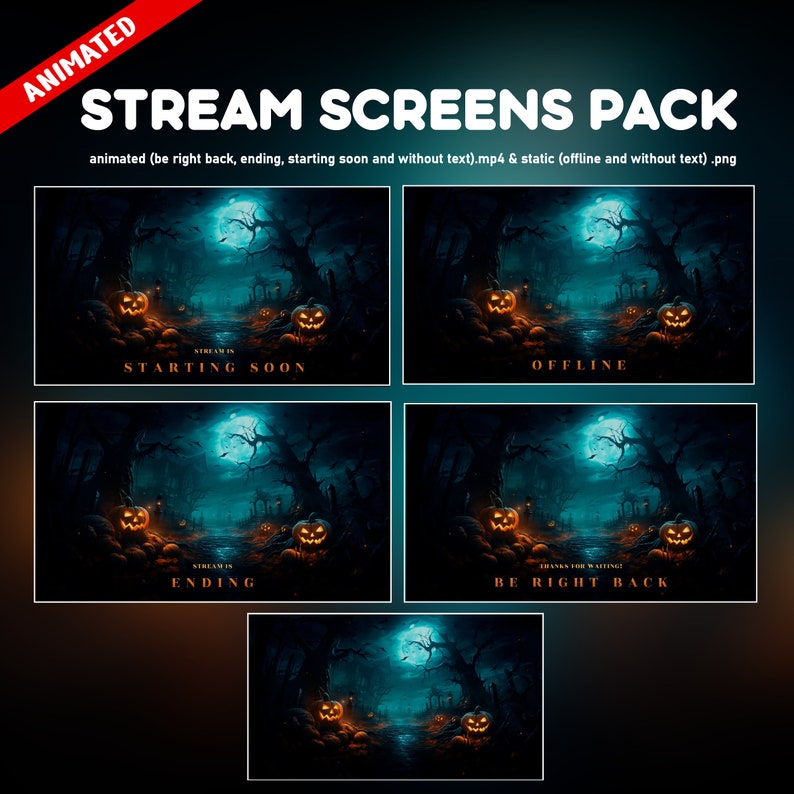 Spooky Forest Twitch Overlay Animated Pack - Halloween Pumpkin Haunted ...