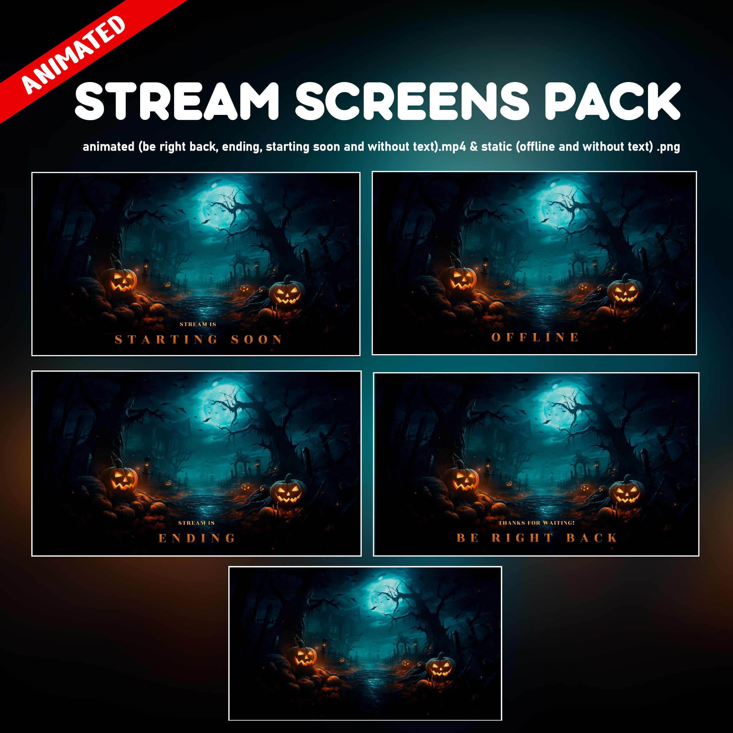 Spooky Forest Twitch Overlay Animated Pack Halloween Pumpkin Haunted ...