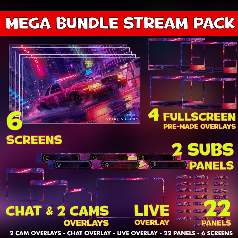 GTA Twitch Overlay Animated Pack Background Police Car Grand Theft Auto ...