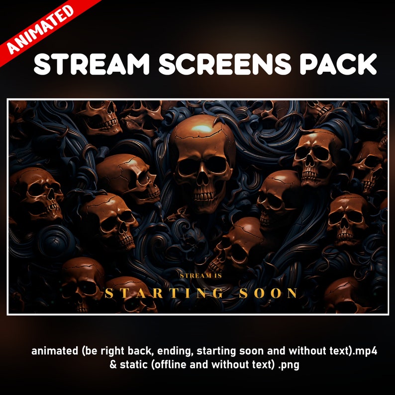 Gothic Skull Twitch Overlay Pack - Dark Fantasy Animated Stream ...