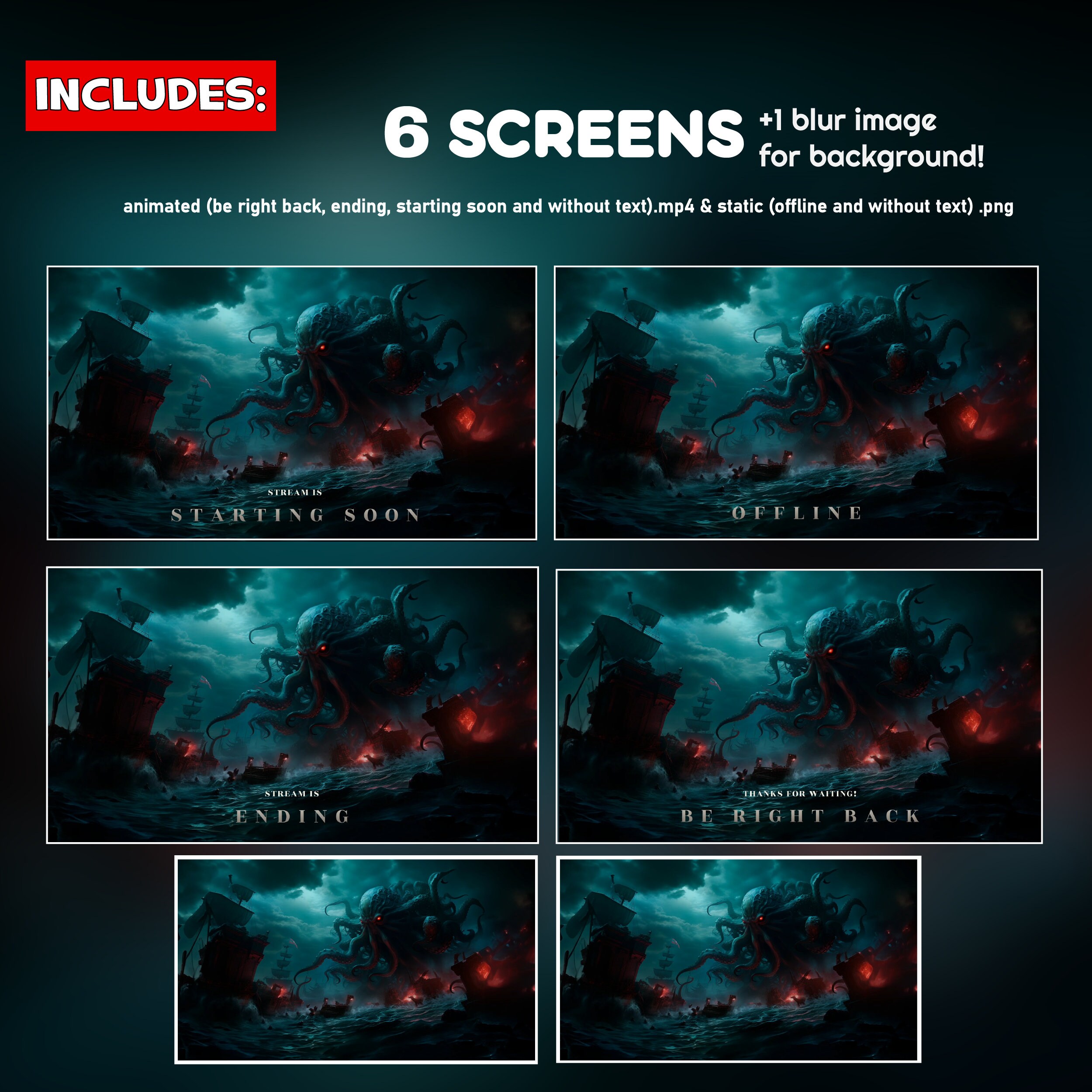 Cthulhu Twitch Overlay Animated Package - Cthulhu Background Stream ...