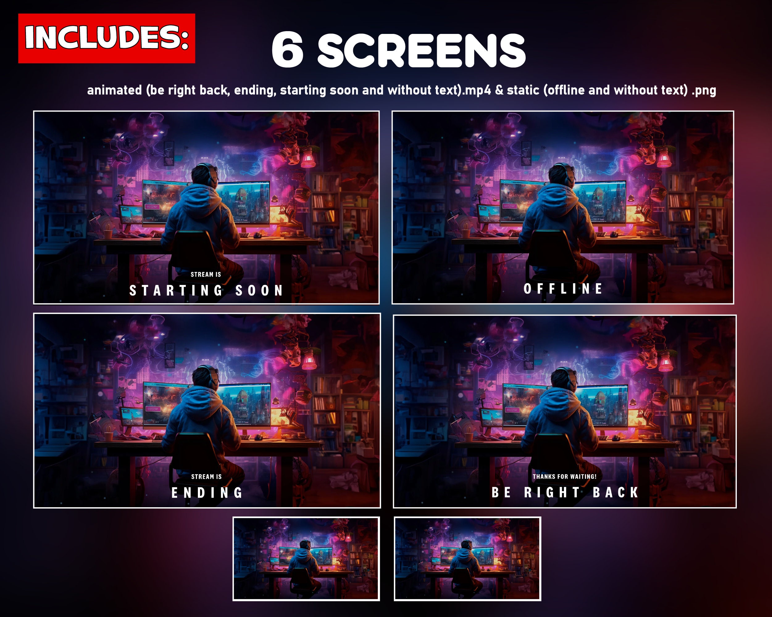 Gamer Room Twitch Overlay Animated Pack Desktop Light Fantasy ...