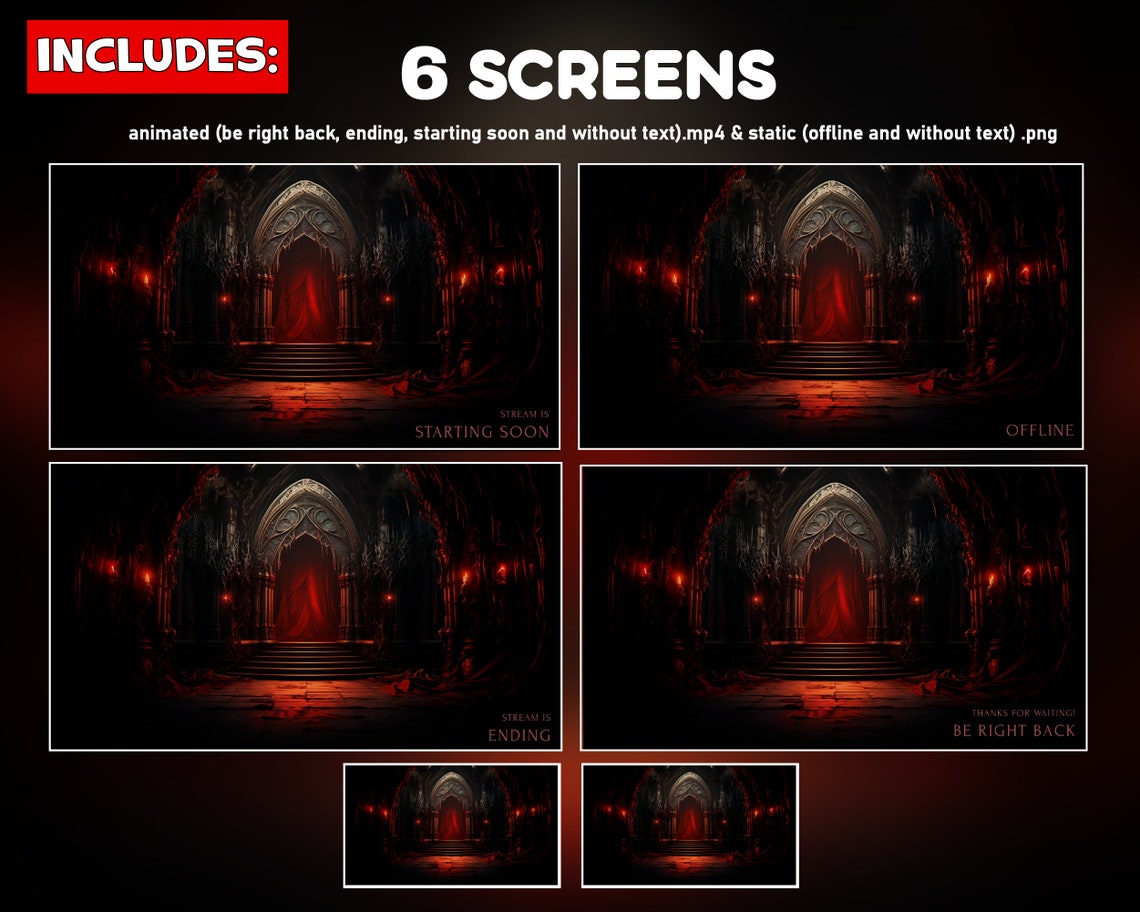 Horror Door Twitch Overlay Animated Pack Dark Red Background Stream 6 ...