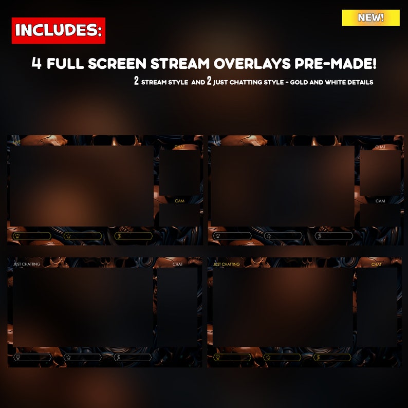 Gothic Skull Twitch Overlay Pack - Dark Fantasy Animated Stream ...
