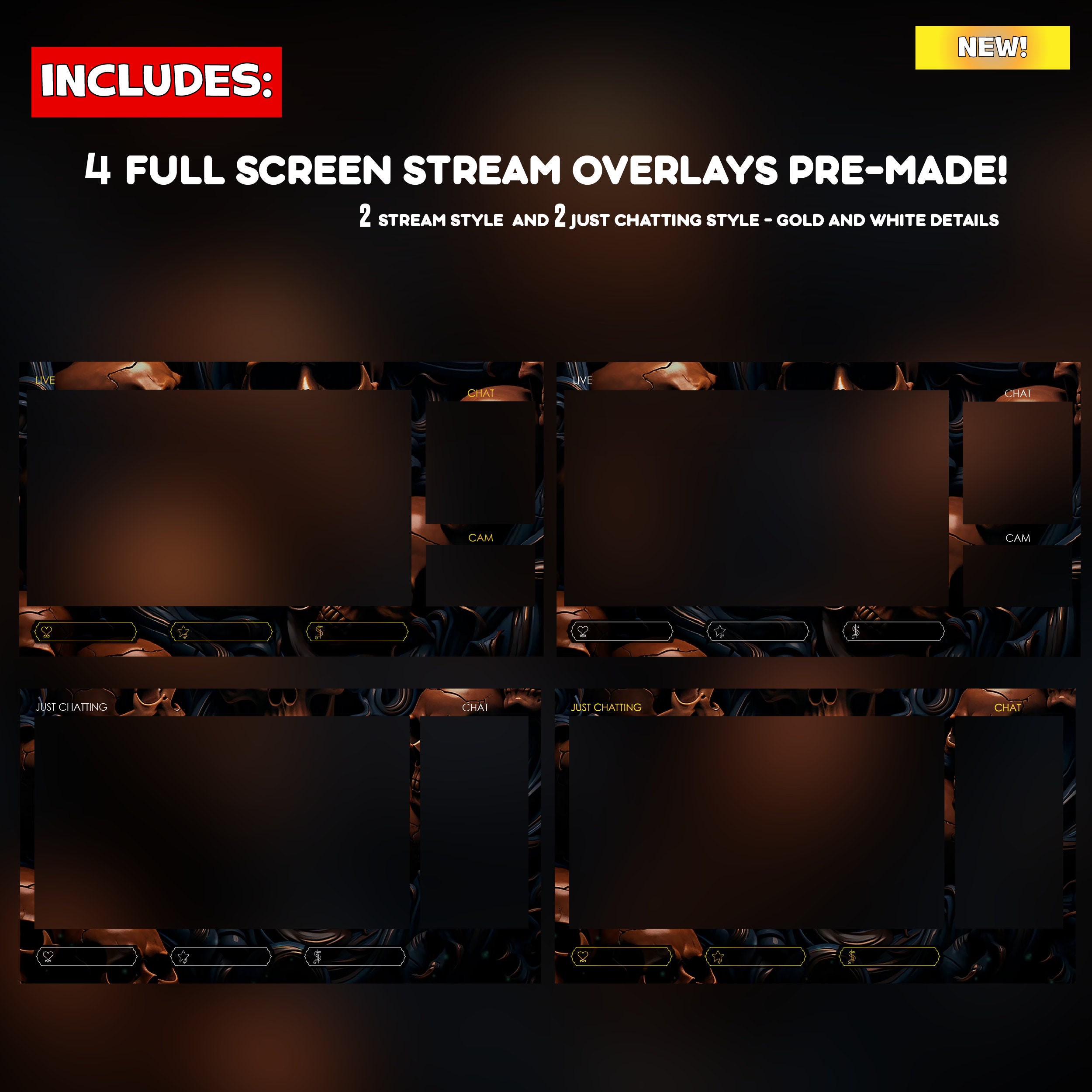 Gothic Skull Twitch Overlay Pack Dark Fantasy Animated Stream ...