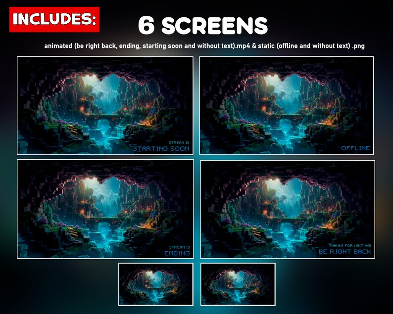 Minecraft Twitch Overlay Animated Pack - Minecraft Landscape Cute ...