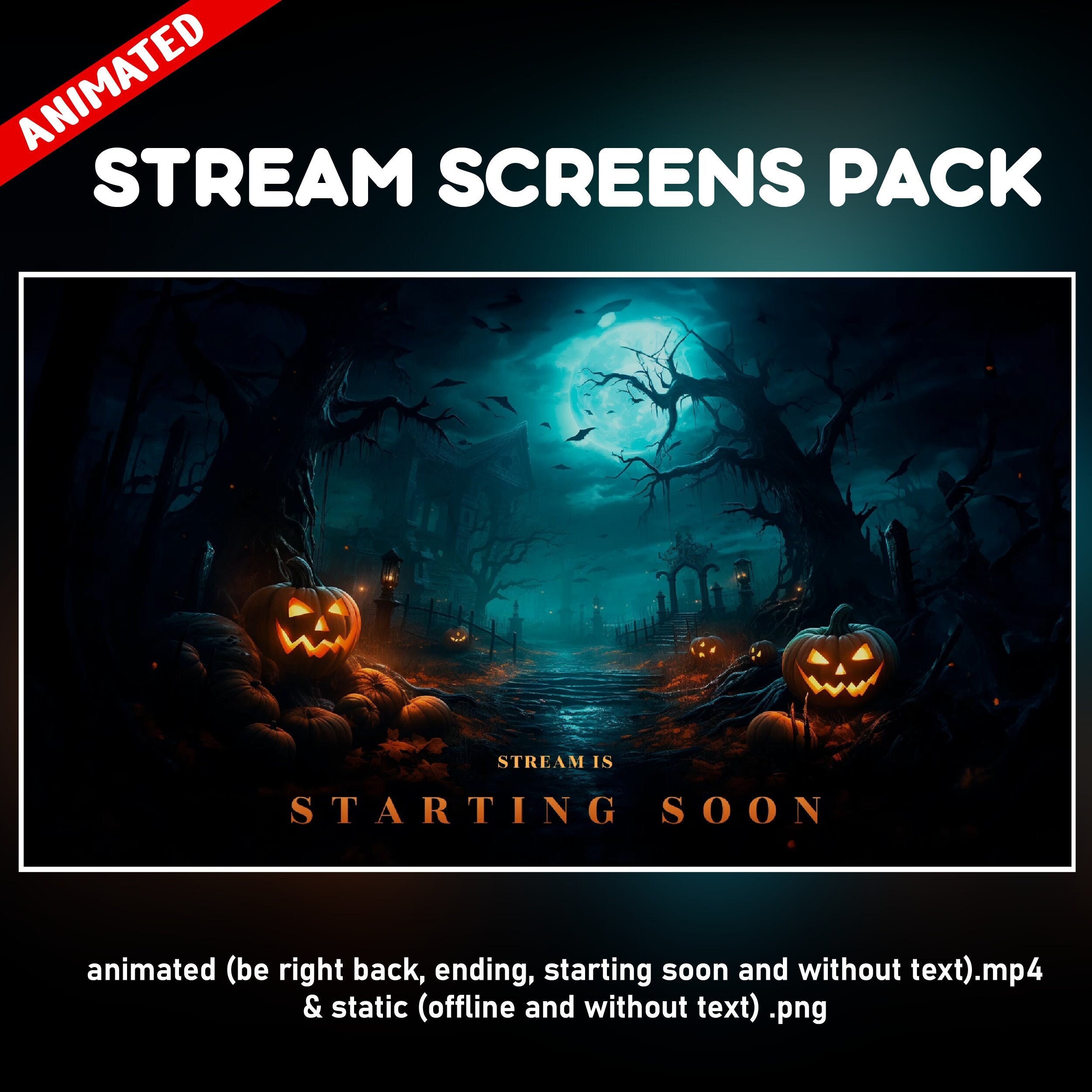 Spooky Forest Twitch Overlay Animated Pack Halloween Pumpkin Haunted ...
