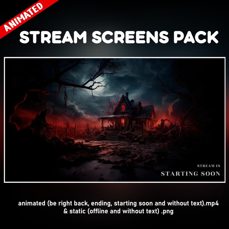 Goth House Twitch Overlay Animated - Horror House Haunted Trees Screens ...