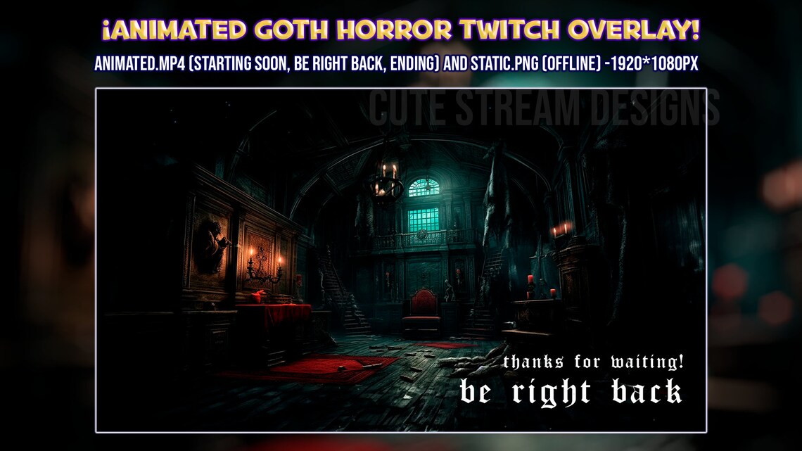 Goth Twitch Overlay Animated - Horror Dark Background Screens Perfect ...