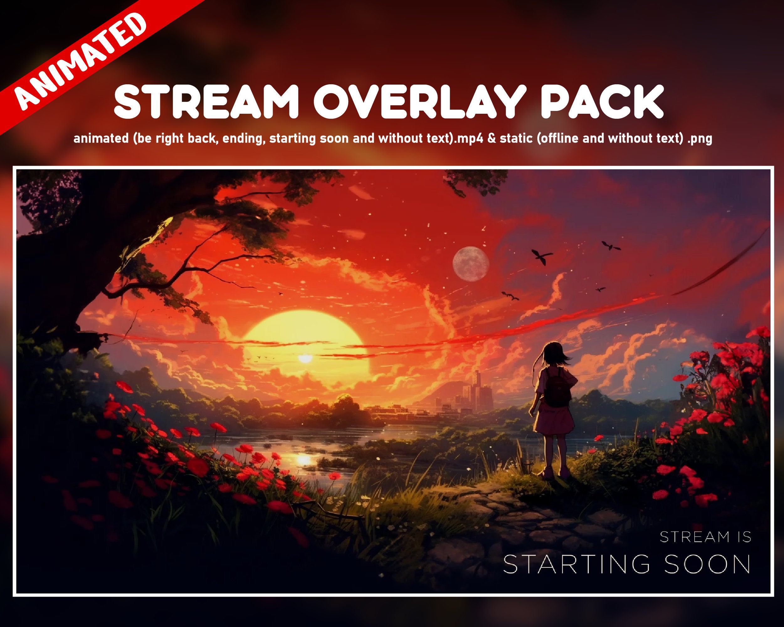Anime Landscape Twitch Overlay Animated Package Videogames Background ...