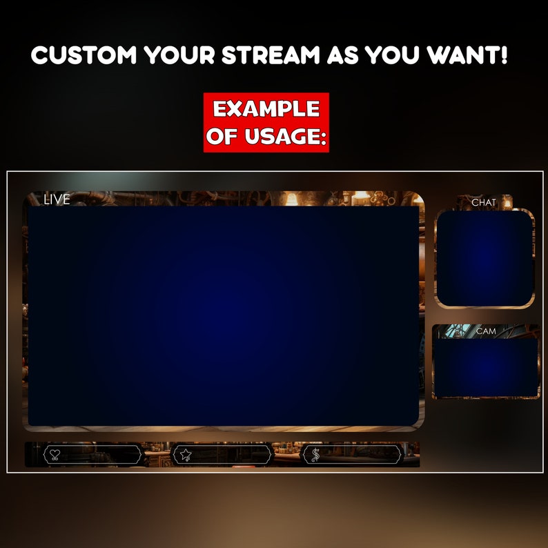STEAMPUNK Room Twitch Overlay Animated Pack - Retro Futuristic Room ...