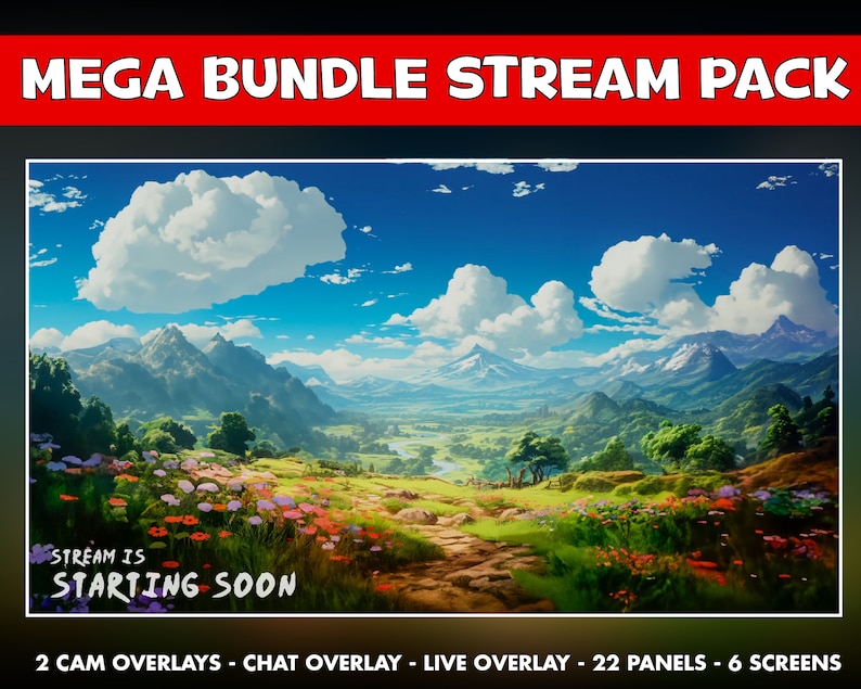 Meadow Twitch Overlay Animated Pack - Landscape Plants Stream Screens ...