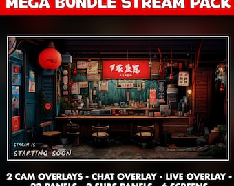 Samurai Red Twitch Overlay Animated Pack - Warrior Cozy Japanese ...