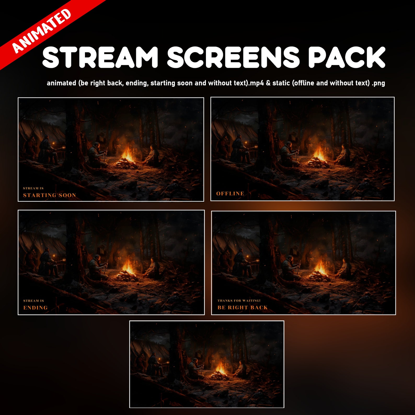 Cozy Medieval Campfire Twitch Overlay Animated Pack - Medieval D&d Cute ...