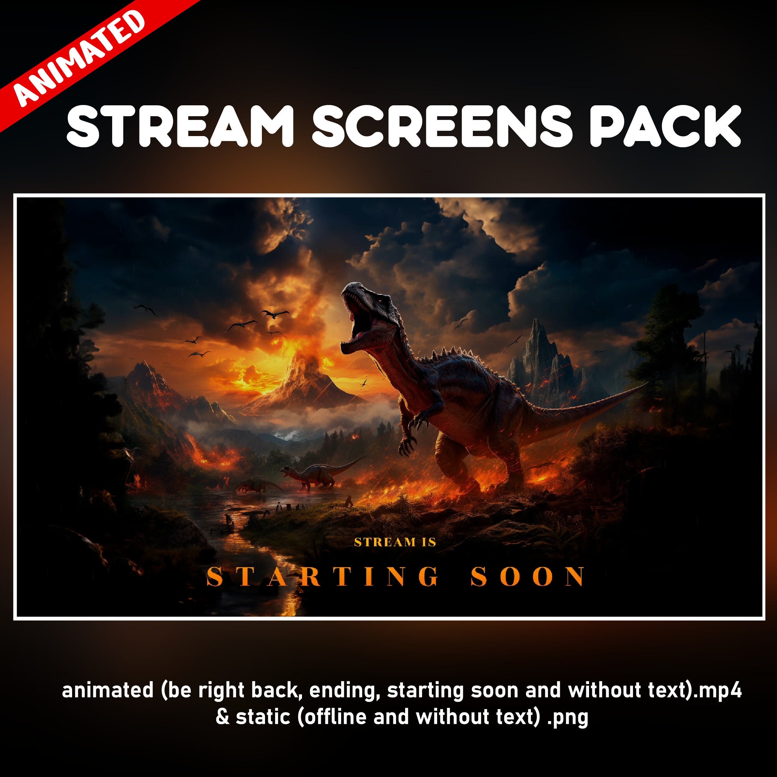 Dinosaur Twitch Overlay Animated Pack - Jurassic Era Background Stream ...