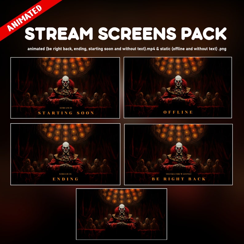 Horror Clown Twitch Overlay Animated - Terror Circus Gothic Spooky ...