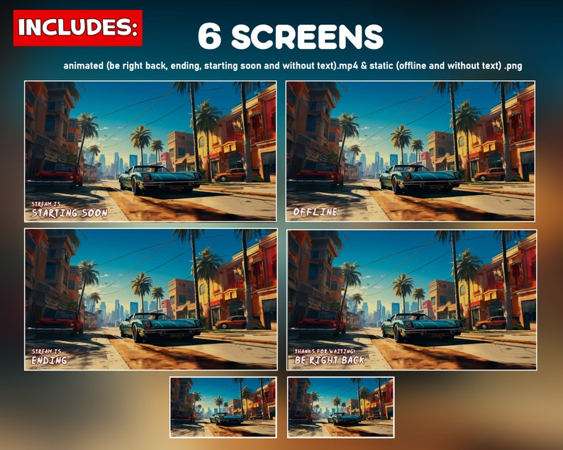 GTA Twitch Overlay Animated Pack Inspired Background Car Grand Theft ...