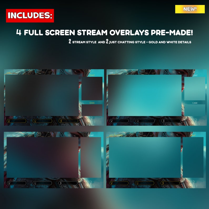 Warrior Woman Twitch Overlay Pack - Epic Valkyrie Viking Animated ...