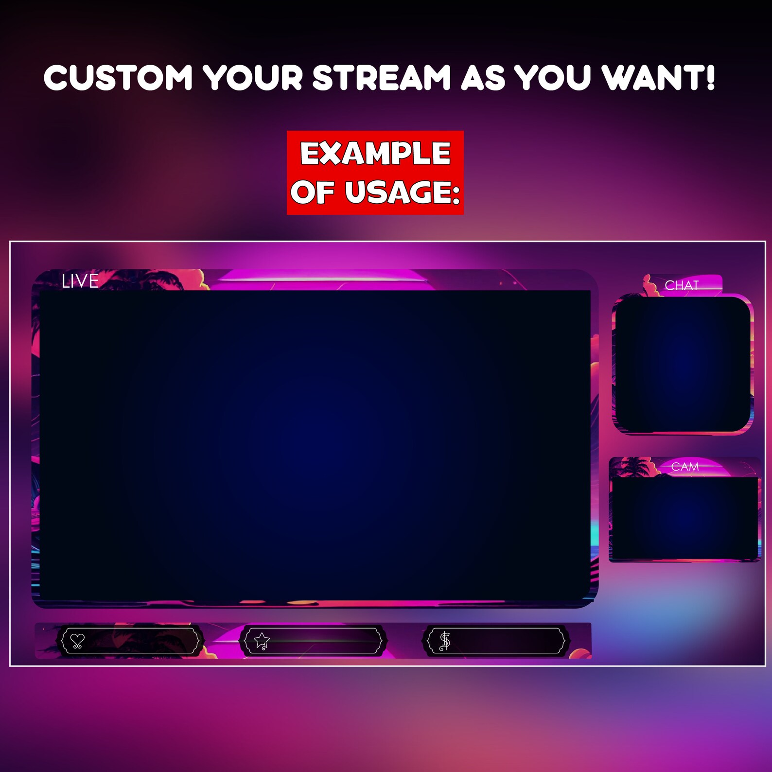 Vapor Wave Retro Twitch Overlay Animated Pack - 80s Videogame Arcade ...