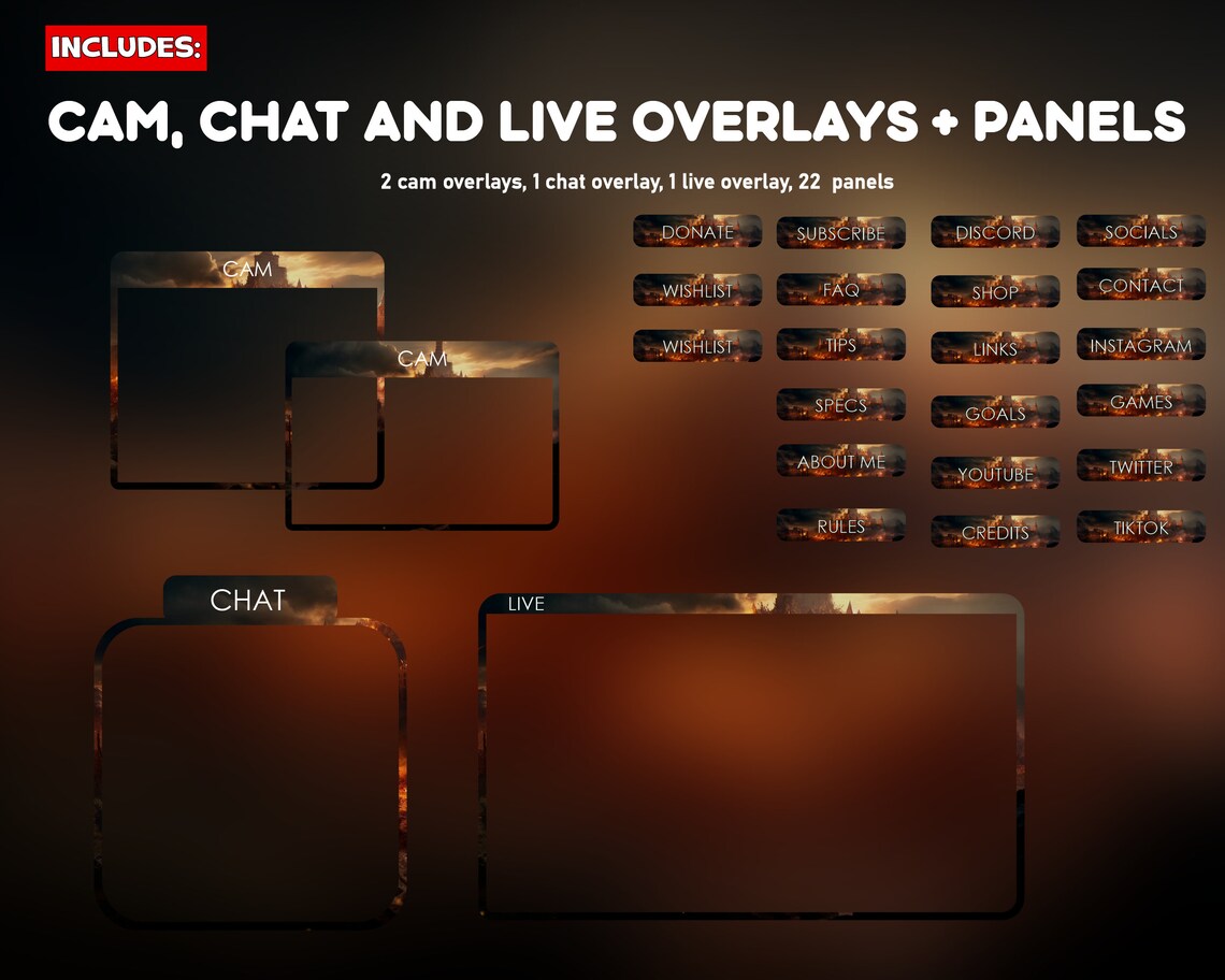 Medieval City Twitch Overlay Animated Pack - War Fire Fantasy ...