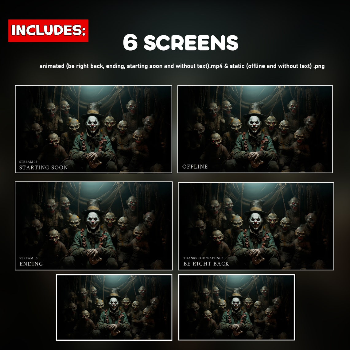 Horror Circus Twitch Overlay Animated - Terror Clown Gothic Spooky ...